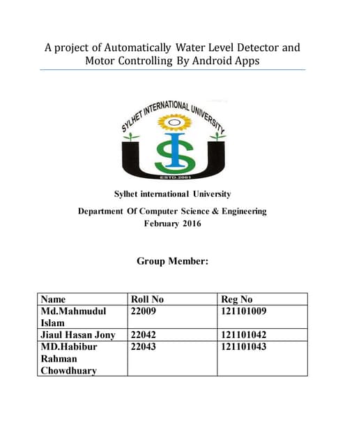 Project Report on Water Level Indicator | PDF