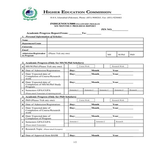 New Progress Report Proforma | DOC