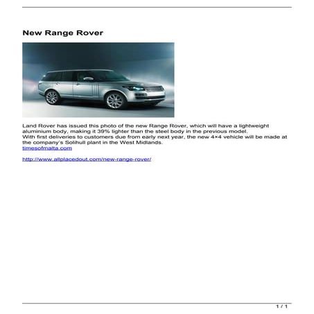 New Range Rover | PDF | Luxury Cars | Auto Type