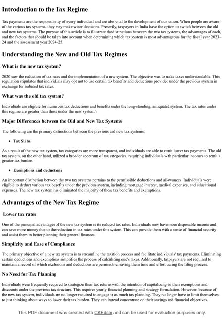 Difference Between Old Vs New Tax Regime | PPTX | Business Accounting ...