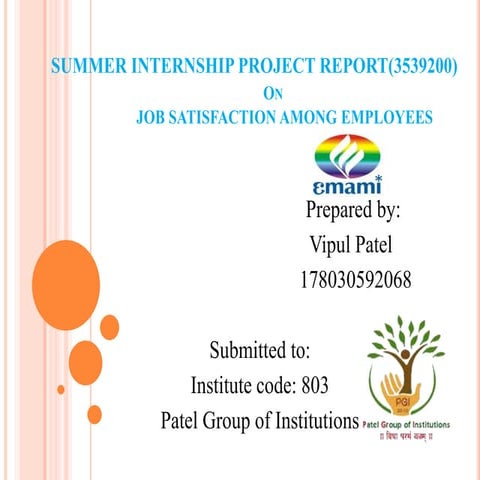 Vipul patel / emami Ltd on job satisfaction | PPTX