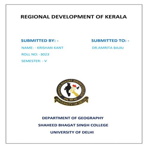 Regional Development of Kerala | PDF