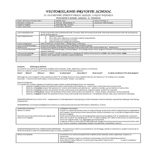 New 2017 planning learning experiences (not lessons) | DOCX