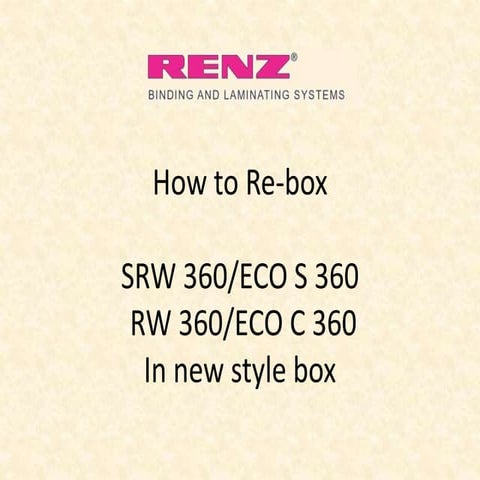 Repacking of Renz 360 in new style box | PPT