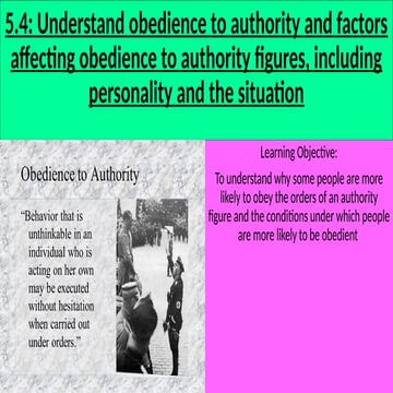 IGCSE EDEXCEL PSYCHOLOGY SOCIAL INFLUENCE UNIT OBEDIENCE | PPTX