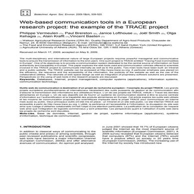 Web Based communication tools in a European research project | PDF