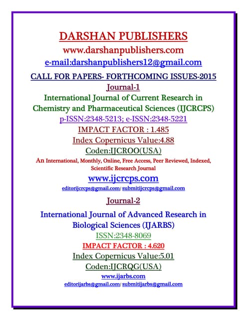 Call for papers - International Journal of Advances in Chemistry (IJAC ...