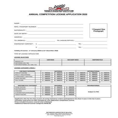New application form 2020 MAM | PDF