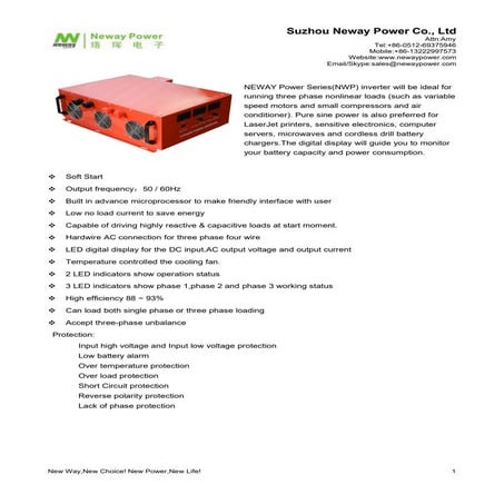 Neway power three phase power inverter specification | PDF