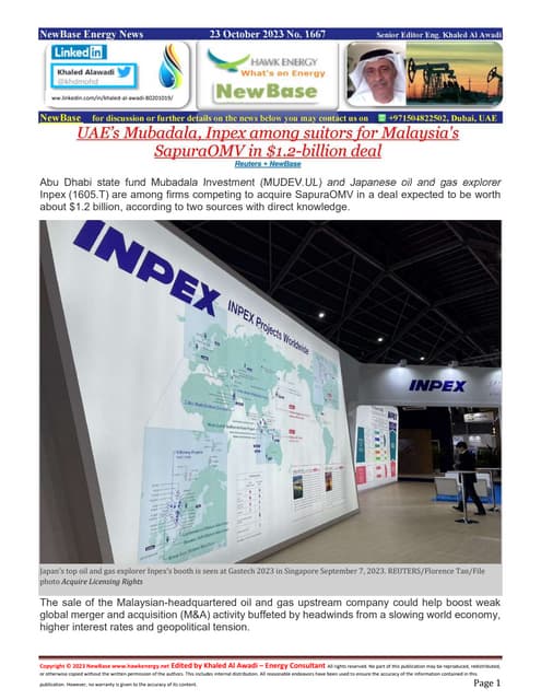 Newbase 23 October 2023 Energy News Issue 1667 By Khaled Al Awadicompressedpdf