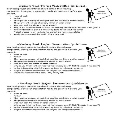 Newbery book project presentation guidelines | DOC | Books and Literature