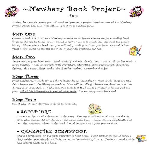 Newbery project | DOC | Scrapbooking | Arts and Crafts