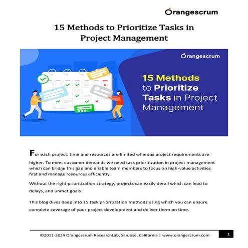 15 Methods to Prioritize Tasks in Project Management | PDF