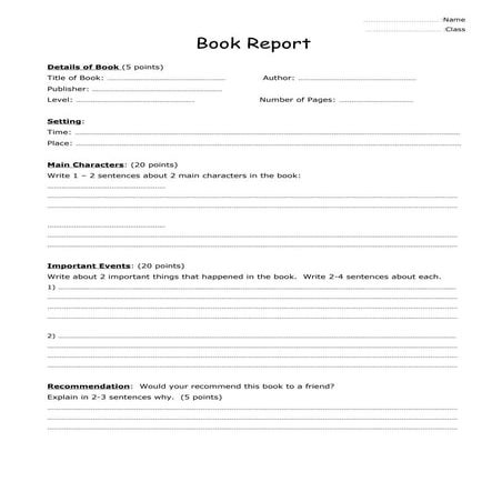 Newbookreportpagegrade10 | DOC | Books and Literature