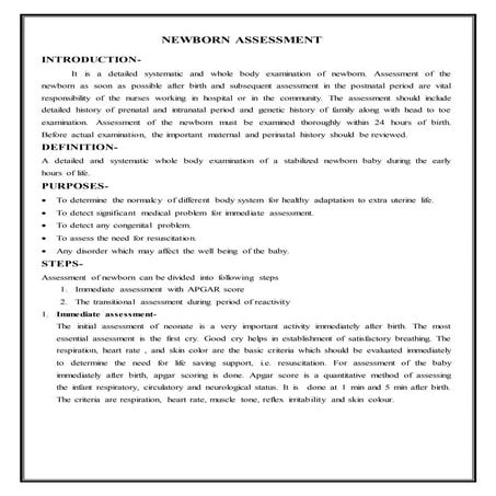 Newborn assessment | DOCX