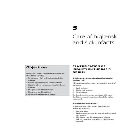 Newborn Care: Care of high-risk and sick infants | PDF