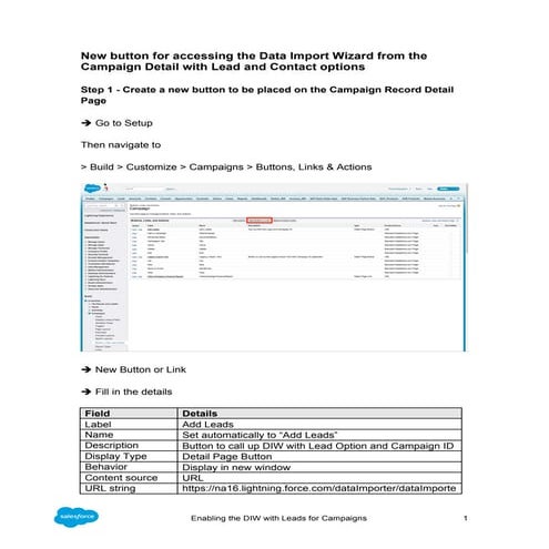 Accessing upload wizard from campaign detail page to add leads and import | PDF