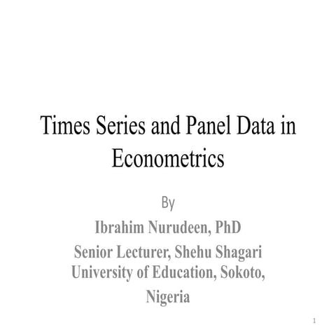 Time Series And Panel Data In Econometrics Ppt 