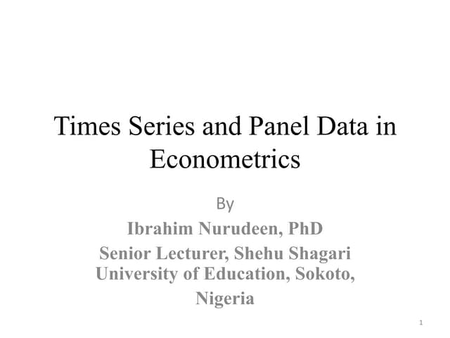 Time Series And Panel Data In Econometrics Ppt