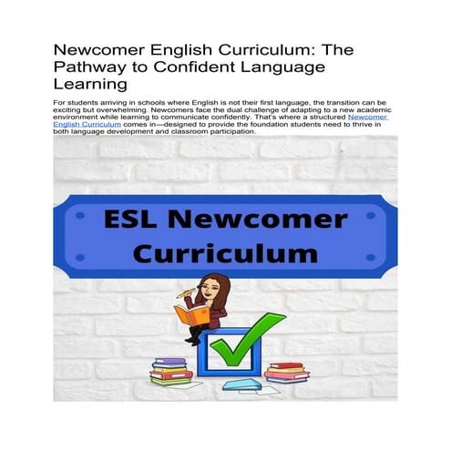 Newcomer English Curriculum_ The Pathway to Confident Language Learning ...