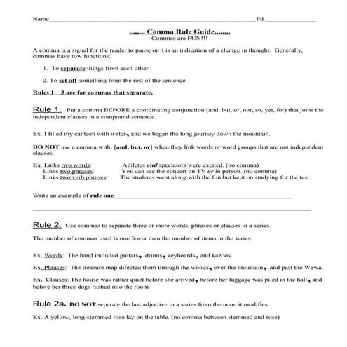 Comma Rules | PDF
