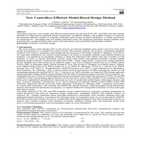 New Controllers Efficient Model Based Design Method Ppt