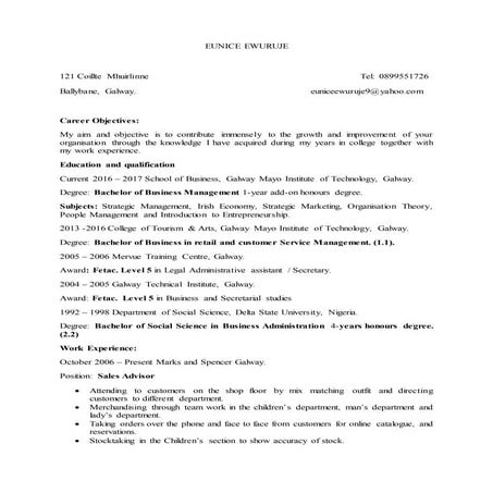 New cv for eunice | PDF