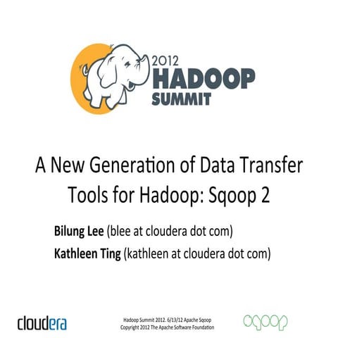 New Data Transfer Tools For Hadoop Sqoop 2 Ppt