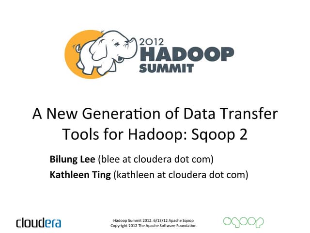 New Data Transfer Tools For Hadoop Sqoop 2 Ppt