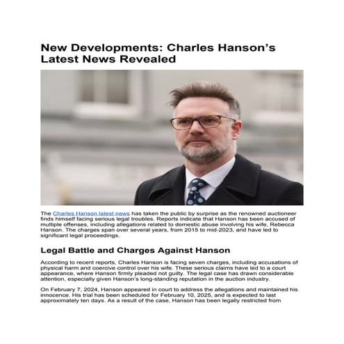 Charles Hanson Latest Updates: What’s Happening in the World of This ...