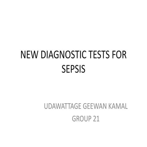 New diagnostic tests for sepsis | PPTX