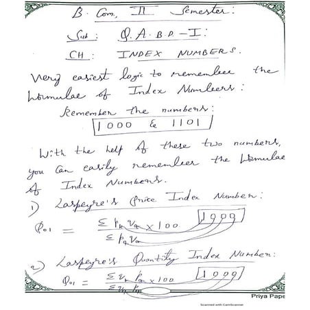 Quantitative Analysis for Business Decisions 1 - Index Numbers - Formulae Logic. | PDF