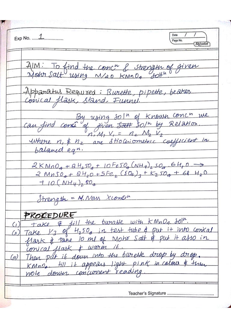 Chemistry Practical Record Class 12th Chemistry Practical Record Class 12th