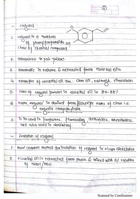 Eugenol Extraction Isolation Purification Pdf