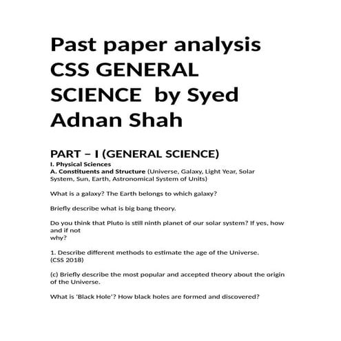 CSS General Science Past Paper Analysis (Topic-Wise) 2010-2024 .docx