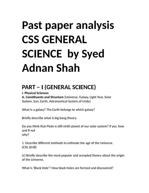 CSS Essay Past Paper Analysis(Topic-wise) 2000-2024 | DOCX