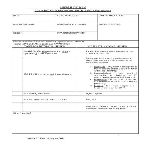 New dr tb patient record form | PDF