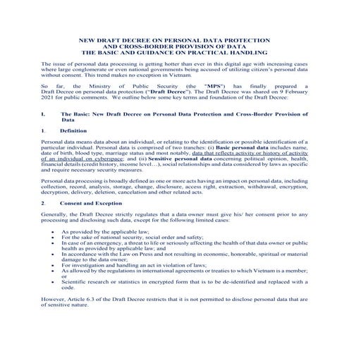 LAWYER IN VIETNAM DR OLIVER MASSMANN NEW DRAFT DECREE ON PERSONAL DATA ...