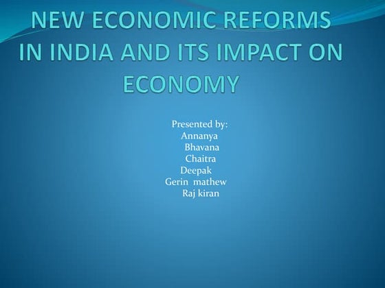 Indian economic reforms 1991 | PPTX