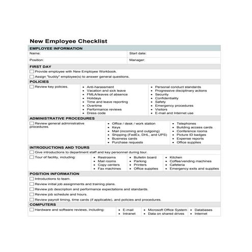 New Employee Checklist | DOC