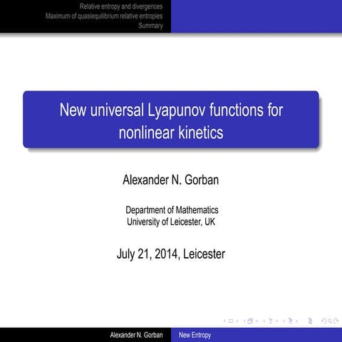 New universal Lyapunov functions for nonlinear kinetics | PDF | Chemistry | Science