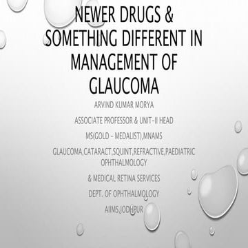 Newer drugs in management of glaucoma | PPTX