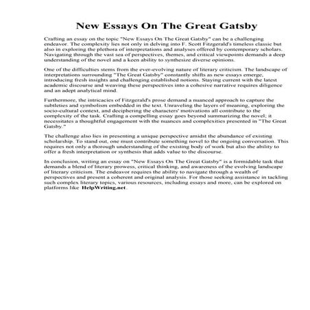 New Essays On The Great Gatsby. 008 Essay Example Gatsby Brilliant ...