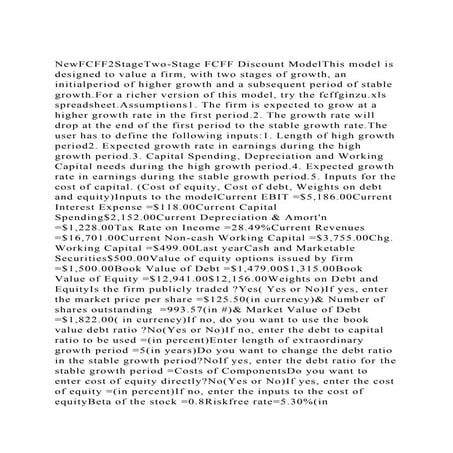 NewFCFF2StageTwo-Stage FCFF Discount ModelThis model is designed t.docx