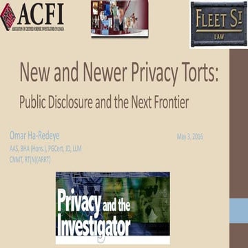New and Newer Privacy Torts: Public Disclosure and the Next Frontier. | PPT