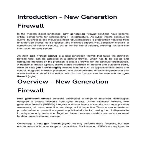 Introduction - New Generation Firewall.. | PDF
