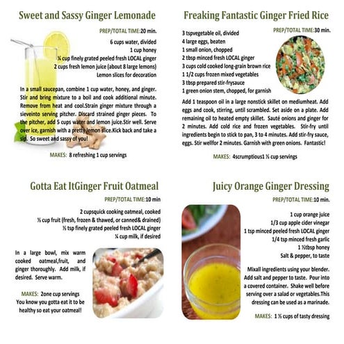 New ginger recipe_cards | DOCX | Cooking | Food & Drink
