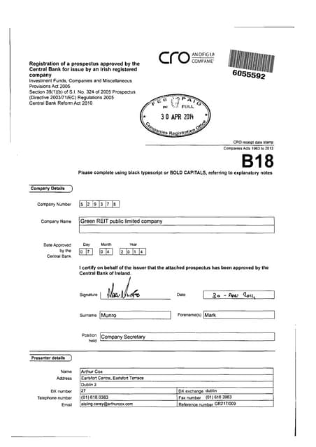 New Green Reit Prospectus 2014 | PDF New Green Reit Prospectus 2014 | PDF