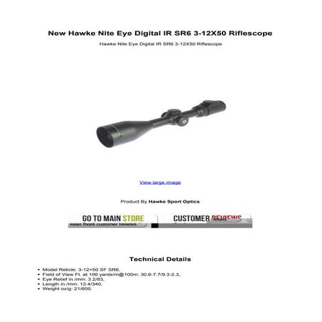 New hawke nite eye digital ir sr6 3 12 x50 riflescope | PDF