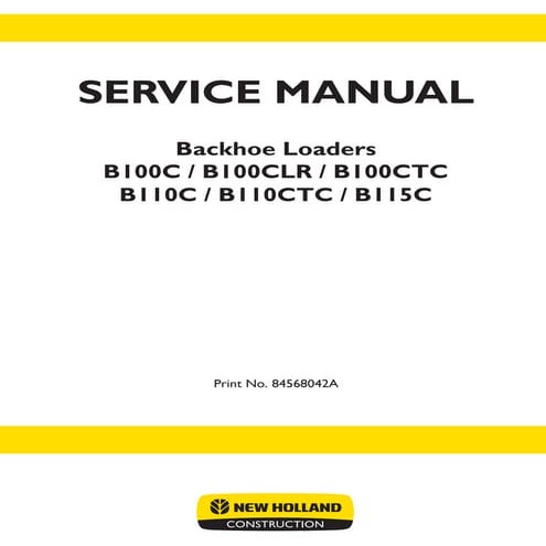 New holland b100 ctc backhoe loader service repair manual | PDF
